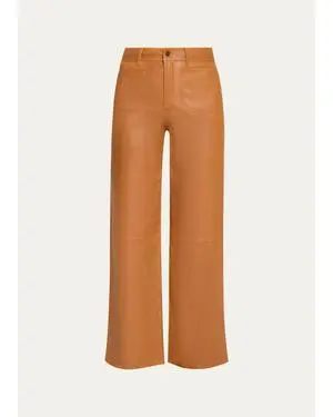 FRAME The Modernist Leather Slim-fit Palazzo Pants