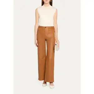 FRAME The Modernist Leather Slim-fit Palazzo Pants