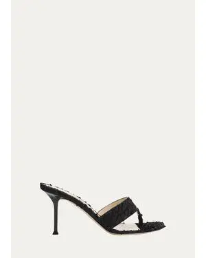 CHRISTEN 75mm Helix Python-effect Leather Thong Sandals