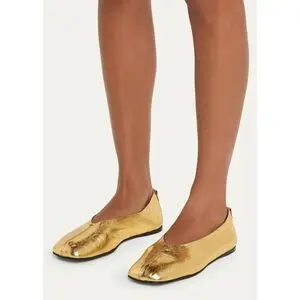 NODALETO Metallic Leather Ballerina Flats