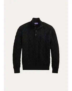 Ralph Lauren Purple Label Cable-knit Cashmere Mock Neck Sweater - Black