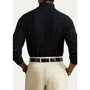 Ralph Lauren Purple Label Cable-knit Cashmere Mock Neck Sweater - Black