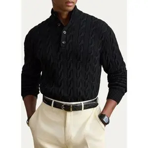 Ralph Lauren Purple Label Cable-knit Cashmere Mock Neck Sweater - Black