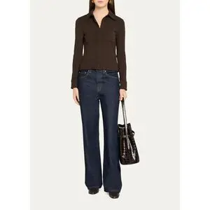 FRAME The Pocket Rib-knit Polo Shirt