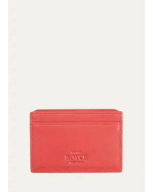 ROYCE NEW YORK Monogrammed Rfid Blocking Leather Card Wallet, Personalized - Red