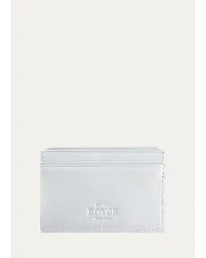 ROYCE NEW YORK Monogrammed Rfid Blocking Leather Card Wallet, Personalized Silver
