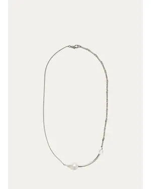 Lady Grey Strata Necklace With Baroque Pearl - Silver