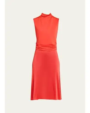 Giorgio Armani Sleeveless Mock-neck Stretch Viscose Dress