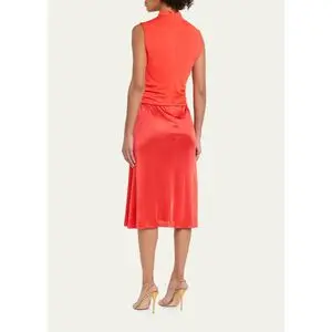 Giorgio Armani Sleeveless Mock-neck Stretch Viscose Dress