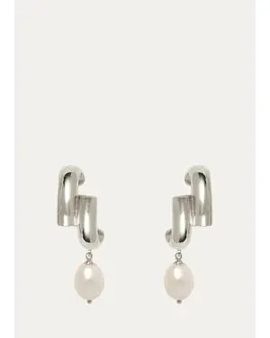 Lady Grey Pearl Shift Earrings - Silver