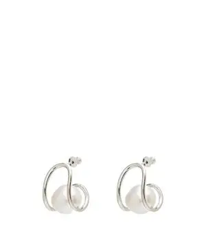 Lady Grey Pearl Swerve Earrings - Silver
