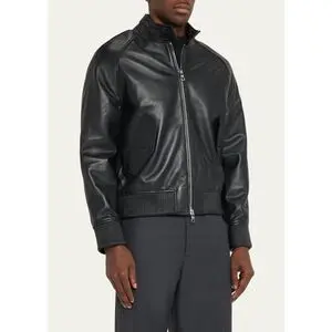 Officine Générale Leather Band-collar Biker Jacket