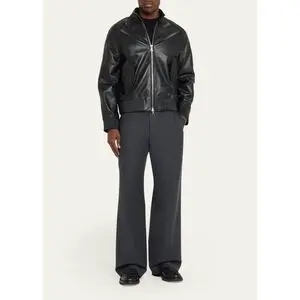 Officine Générale Leather Band-collar Biker Jacket
