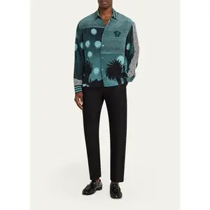Versace Sunset Palms Silk Crepe De Chine Shirt