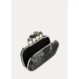Alexander McQueen Embroidered Leather Skull Clutch