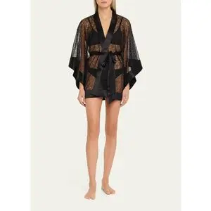 Kiki De Montparnasse Petite Fleur Sheer Lace Kimono Robe