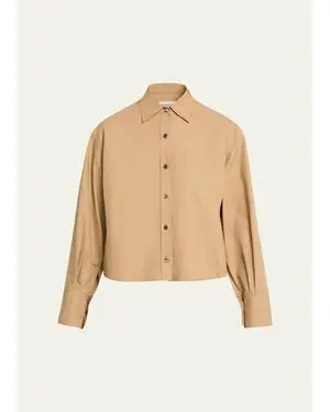 Maria Mcmanus Organic Cotton Cropped Button-down Shirt - Walnut