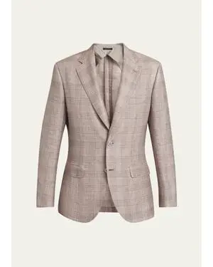 Brioni Linen, Cashmere And Silk Plaid Sport Coat