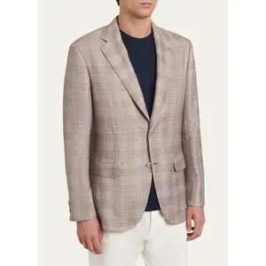 Brioni Linen, Cashmere And Silk Plaid Sport Coat