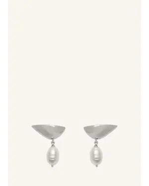 Lady Grey Lobe Pearl Drop Earrings - Silver