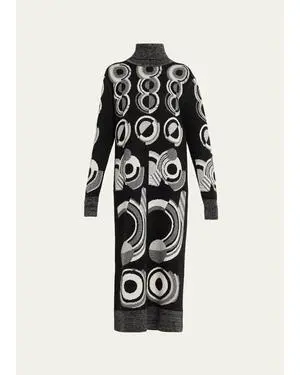 Libertine Sonia Cashmere Turtleneck Midi Dress - Black Multi