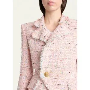 Balmain Lion Head Single-breasted Tweed Jacket