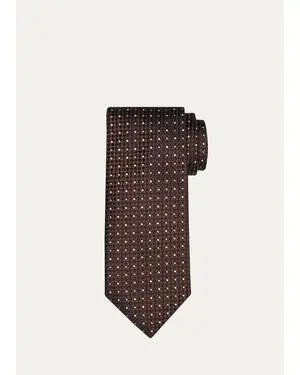 TOM FORD Micro-jacquard Silk Tie Brown