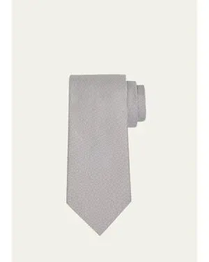 TOM FORD Micro-jacquard Silk Tie - Silver