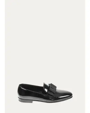 Bergdorf Goodman Patent Leather Grosgrain-bow Loafers