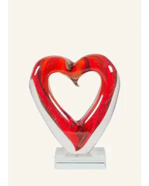 DALE TIFFANY Rossa Heart Art Glass Sculpture - Red