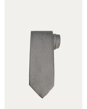 TOM FORD Micro-houndstooth Silk Tie - Silver