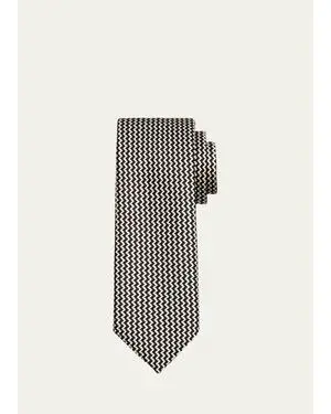 TOM FORD Contrast Zigzag Silk Tie - Black