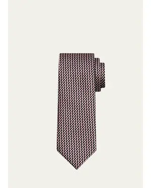 TOM FORD Contrast Zigzag Silk Tie - Pink