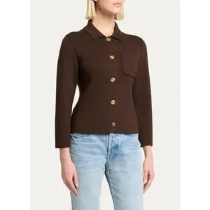 Saint Laurent Wool Polo Cardigan - Camel