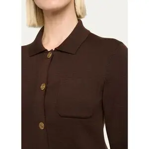 Saint Laurent Wool Polo Cardigan - Camel