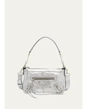 Balenciaga Le City Mini Metallic Leather Moto Shoulder Bag