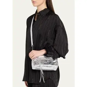 Balenciaga Le City Mini Metallic Leather Moto Shoulder Bag