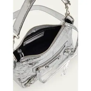 Balenciaga Le City Mini Metallic Leather Moto Shoulder Bag