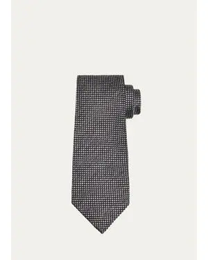 TOM FORD Micro-geometric Woven Silk Tie - Grey