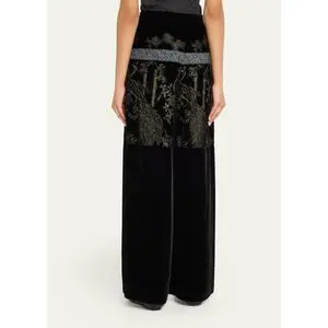 Giorgio Armani Metallic Embroidered Velvet Wide-leg Trousers