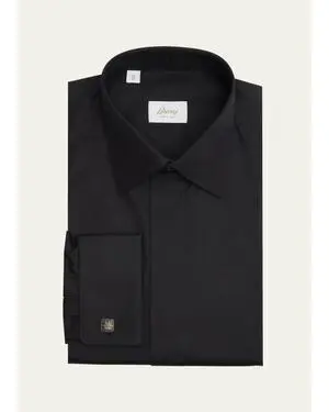 Brioni Cotton Poplin French-cuff Dress Shirt - Black