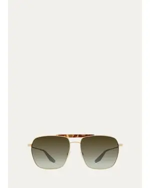 Barton Perreira Bhanot Titanium Aviator Sunglasses - Gold