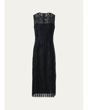 Akris Techno Wave Guipure Sheath Midi Dress - Black
