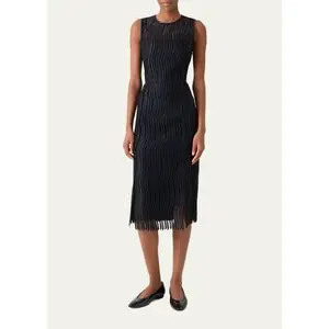 Akris Techno Wave Guipure Sheath Midi Dress