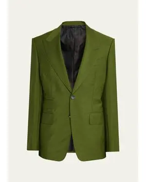 TOM FORD Wool Peak Lapel Single-breasted Sport Coat - Grass