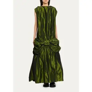 Simone Rocha Taffeta Bow Cascade Egg Maxi Dress