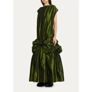 Simone Rocha Taffeta Bow Cascade Egg Maxi Dress