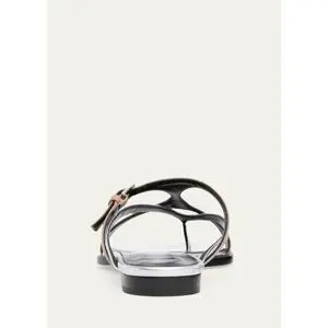Pierre Hardy Brasilia Bicolor Leather Thong Sandals - Silver