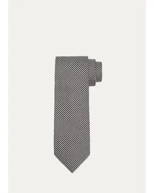 TOM FORD Micro-cross Silk Tie Silver