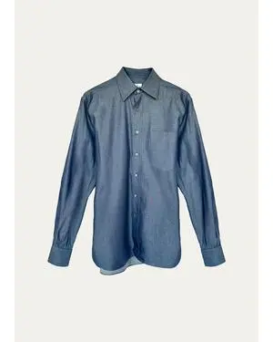 SEBLINE Cotton Poplin New Work Button-down Shirt - Denim